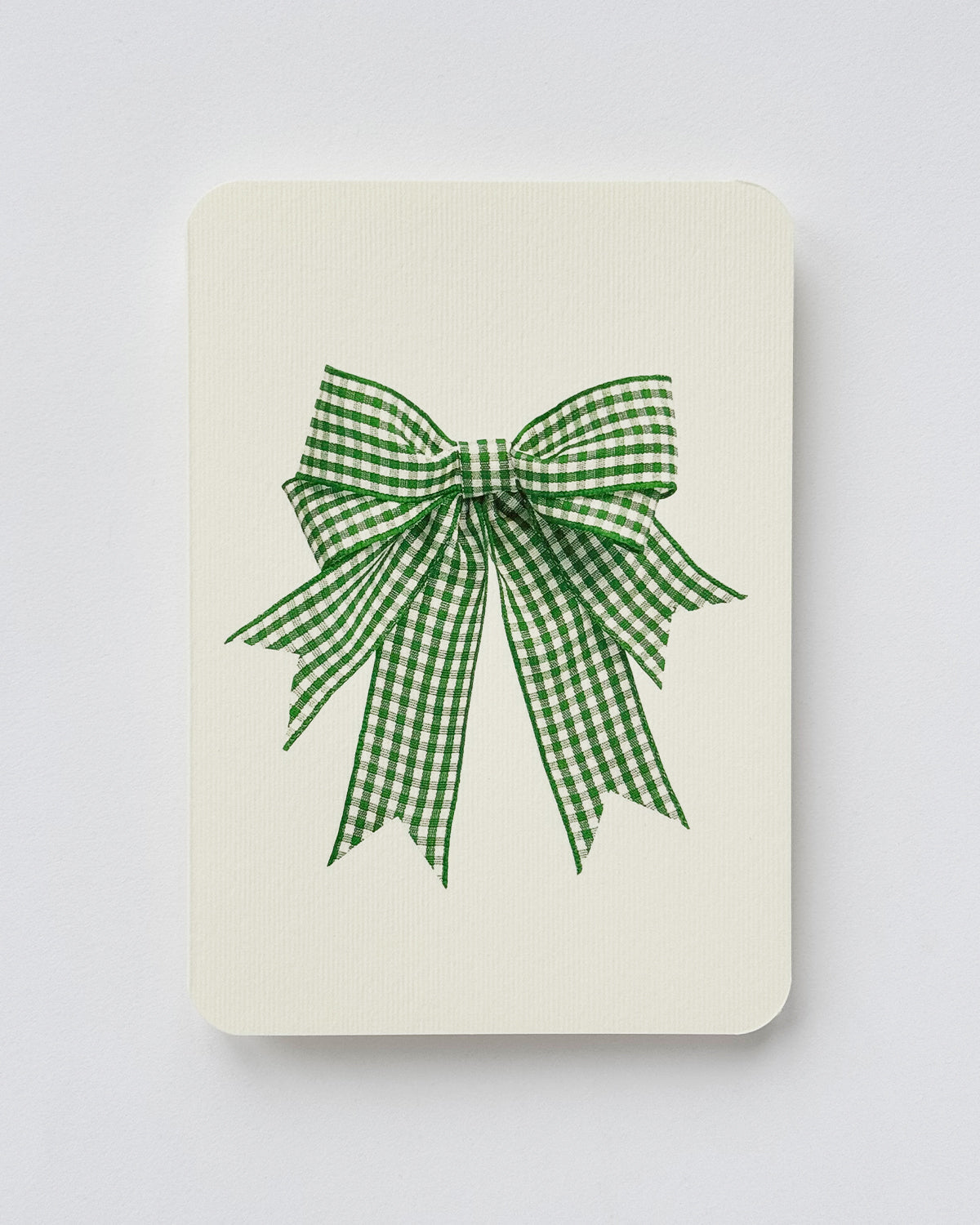 Canonbury Press Double Tail Green Gingham Bow Greeting Card | Birthday ...
